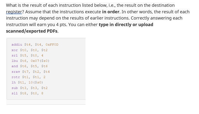 Solved You are given the state of MIPS registers and memory | Chegg.com