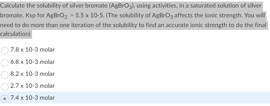 Solved Calculate the solubility of silver bromate (AgBrO3), | Chegg.com