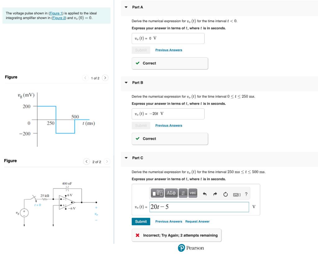 Solved Part A The voltage pulse shown in (Figure 1) is | Chegg.com