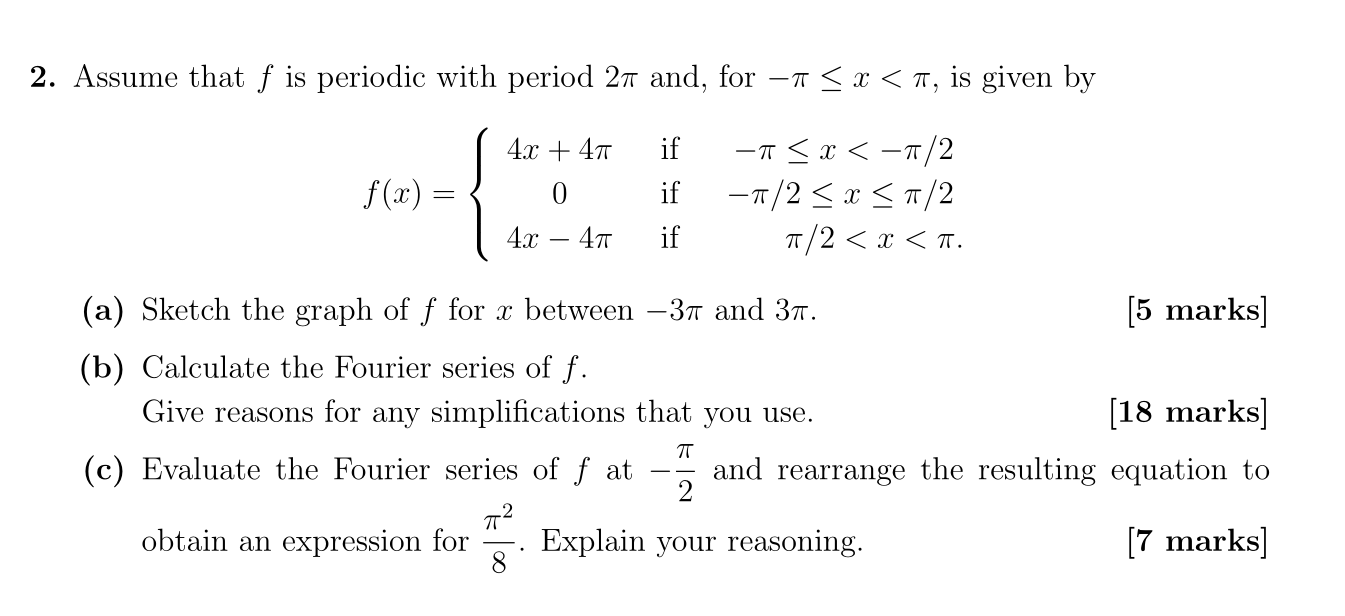 Solved Assume that f is periodic with period 2π and, for −π | Chegg.com