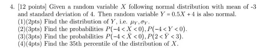 Solved 4. [12 points Given a random variable X following | Chegg.com