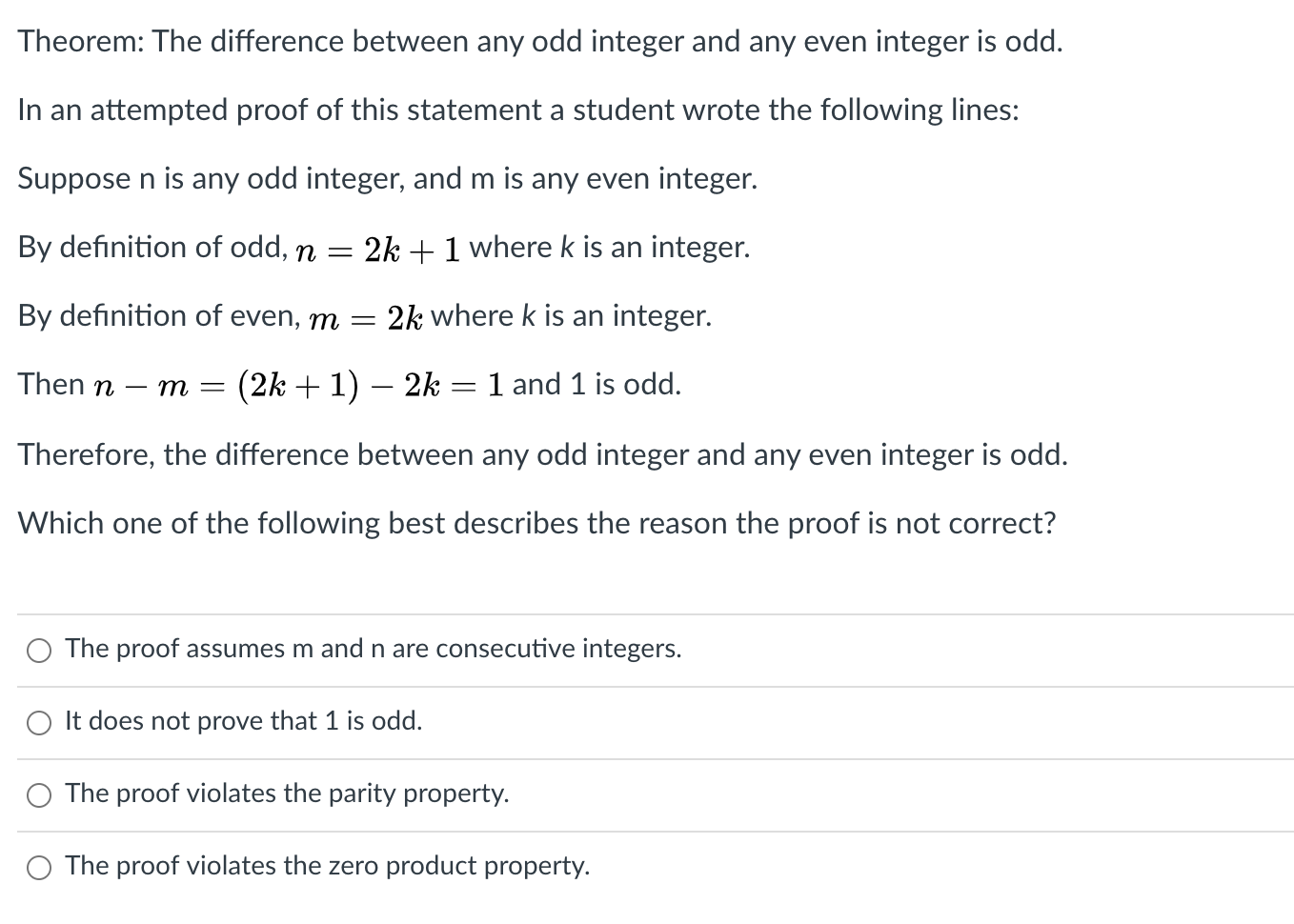 Solved Theorem The Difference Between Any Odd Integer And Chegg
