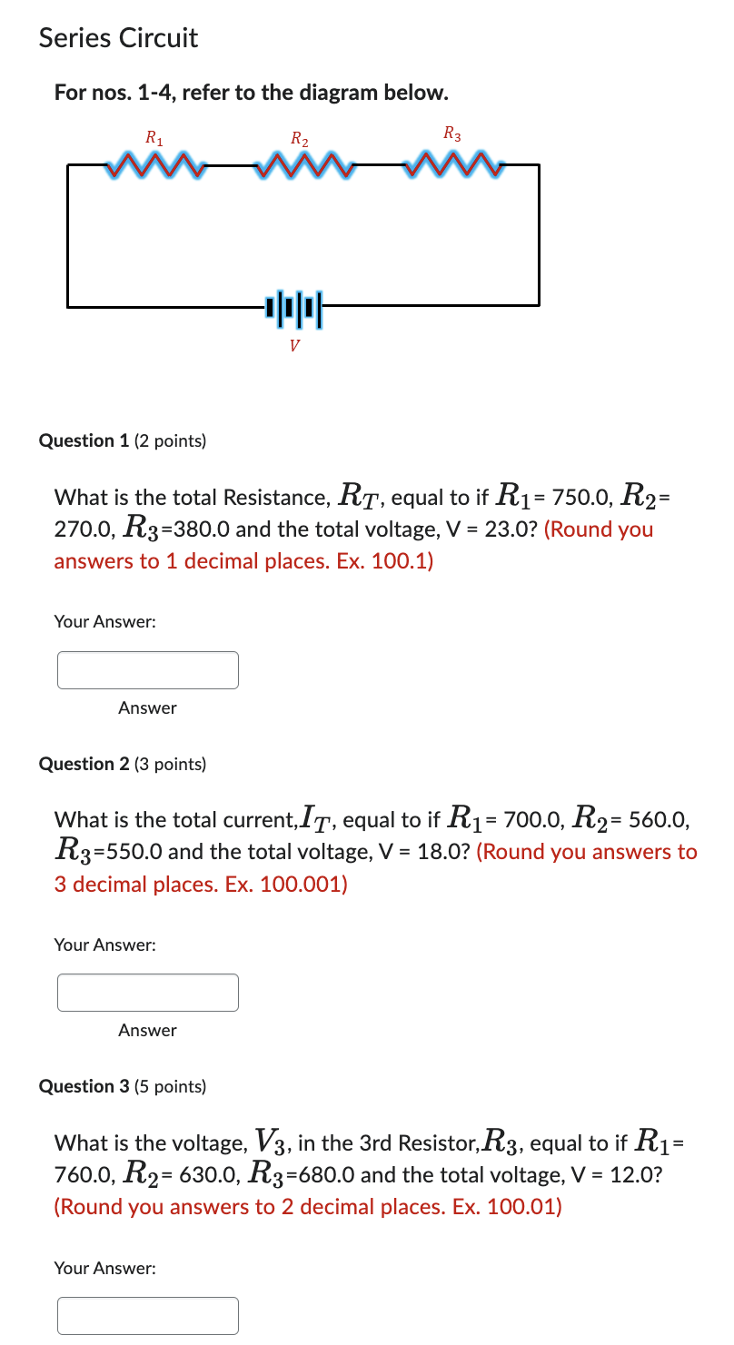 Solved Series Circuit For nos. 1-4, refer to the diagram | Chegg.com