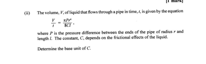 Solved The volume, V, of liquid that flows through a pipe in | Chegg.com