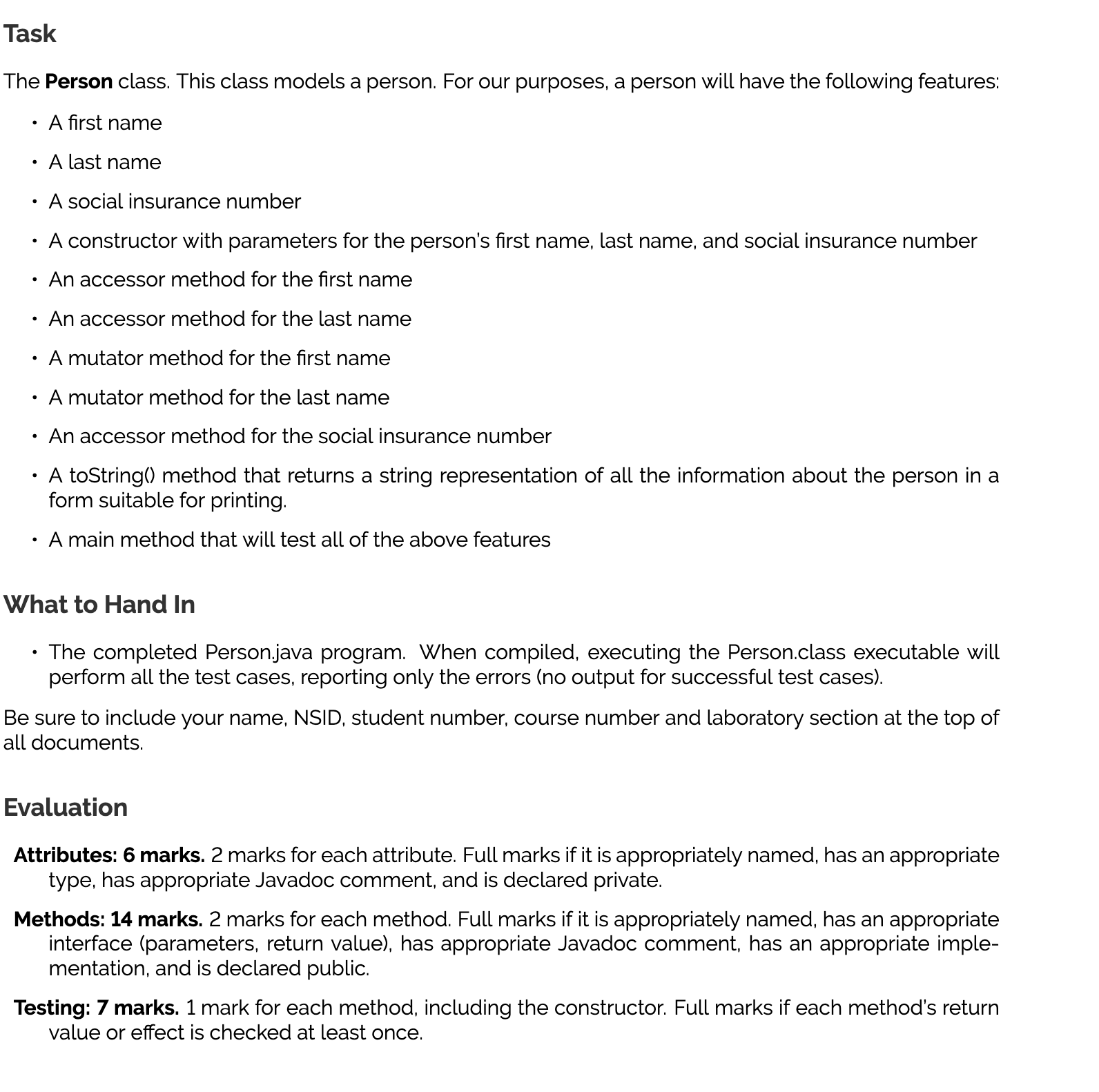 Solved The Person class. This class models a person. For our | Chegg.com