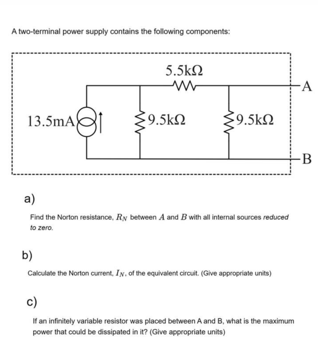 Solved A two-terminal power supply contains the following | Chegg.com