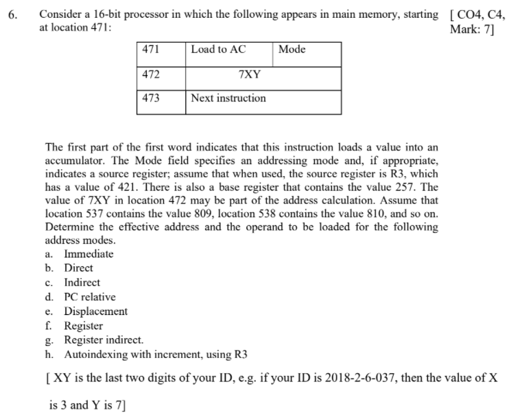 Solved 6. Consider a 16-bit processor in which the following | Chegg.com