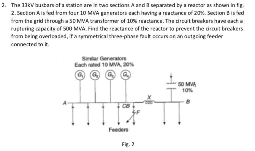 Solved The 33kV busbars of a station are in two sections A | Chegg.com