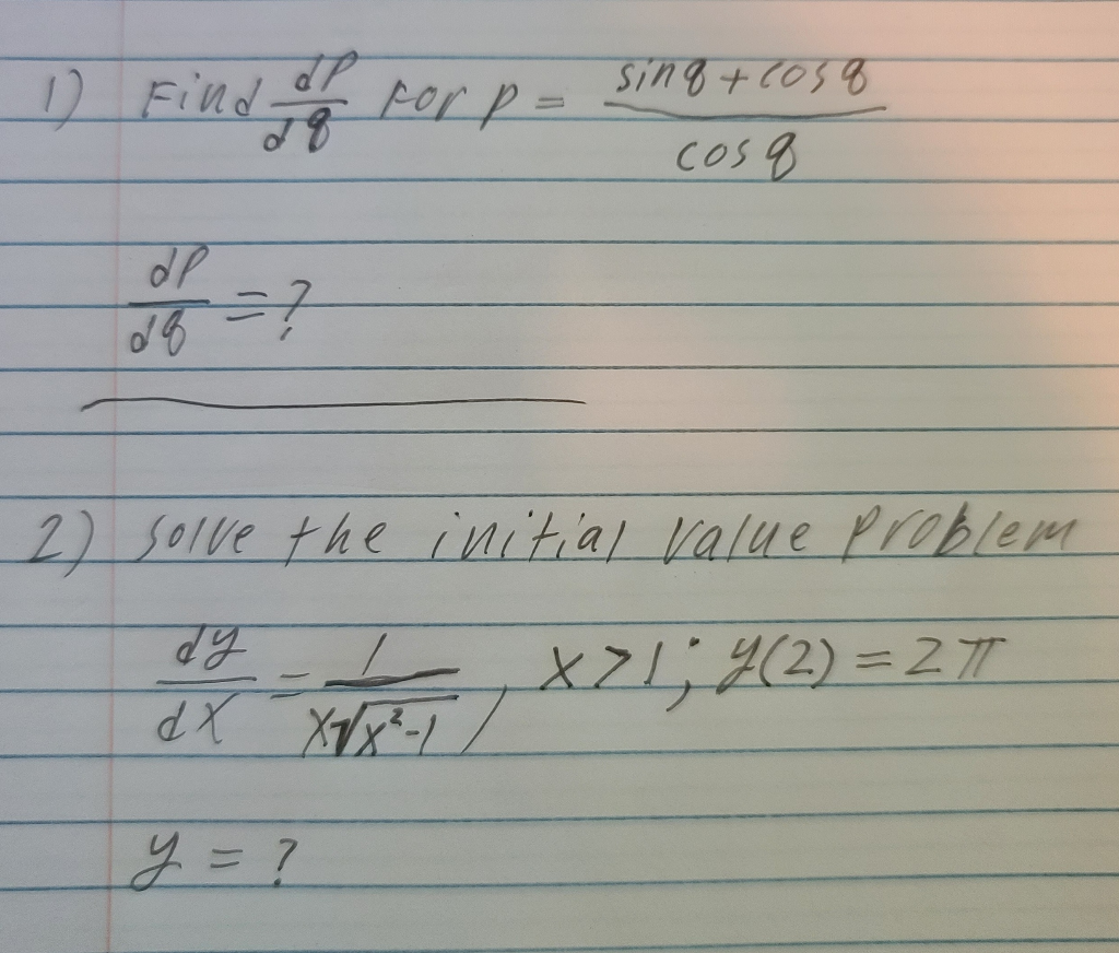 Solved sinq + cosq D Find all for p cos q dq=% 2) solve the | Chegg.com