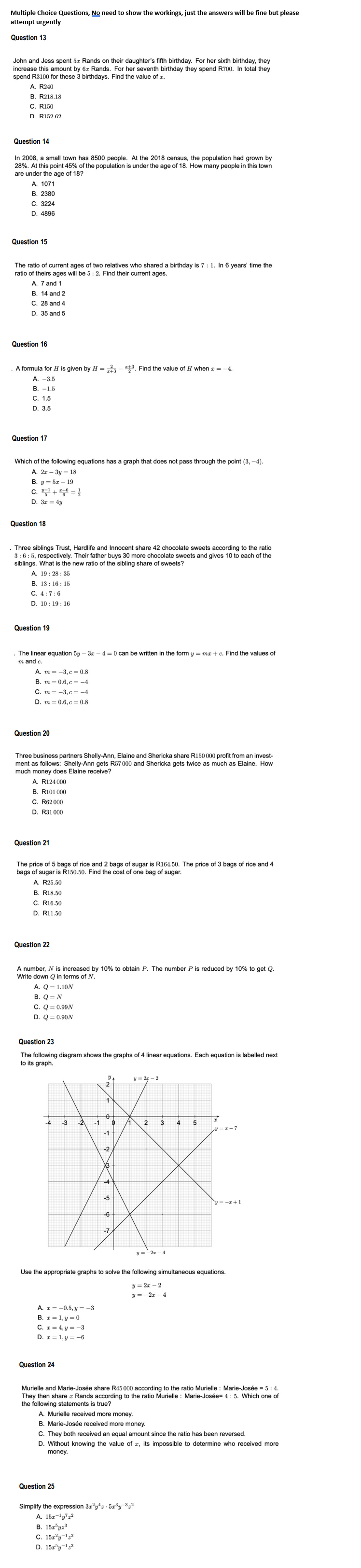 Solved Multiple Choice Questions, No need to show the | Chegg.com