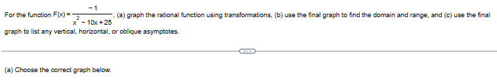 Solved For the function F(x)=x2−10x+25−1, (a) graph the | Chegg.com