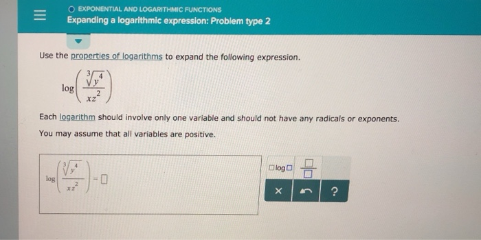 Solved O EXPONENTIAL AND LOGARITHMIC FUNCTIONS Expanding a | Chegg.com
