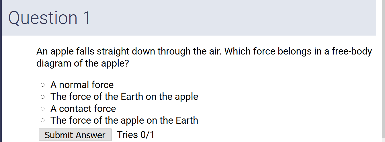 Solved Question 1 An apple falls straight down through the | Chegg.com