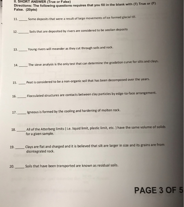 True Or False Questions Directions True Or False Questions Directions