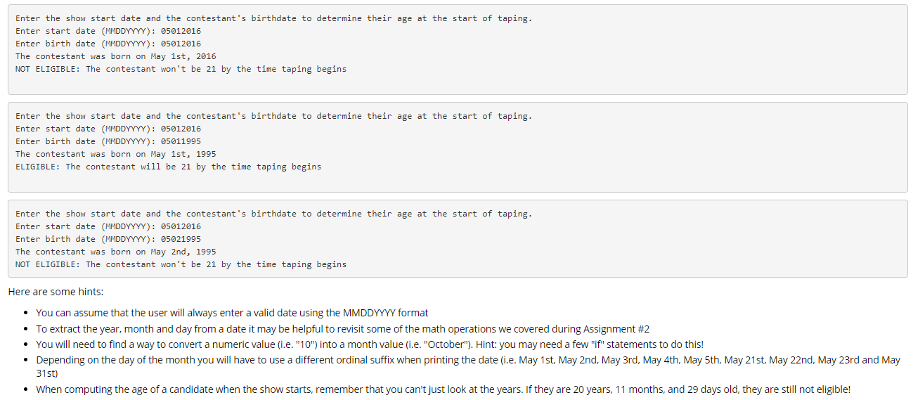 Solved Problem #4: Birthday Analyzer Note: This program does | Chegg.com