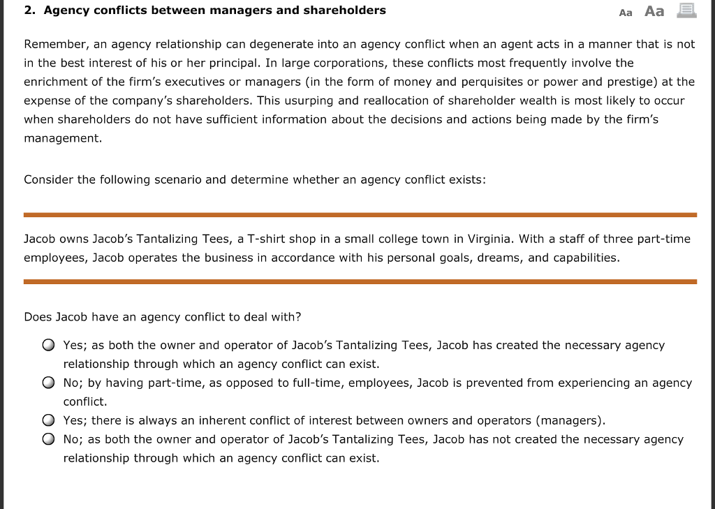 Solved 2. Agency conflicts between managers and shareholders | Chegg.com