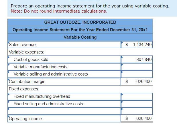 Solved Prepare an operating income statement for the year | Chegg.com