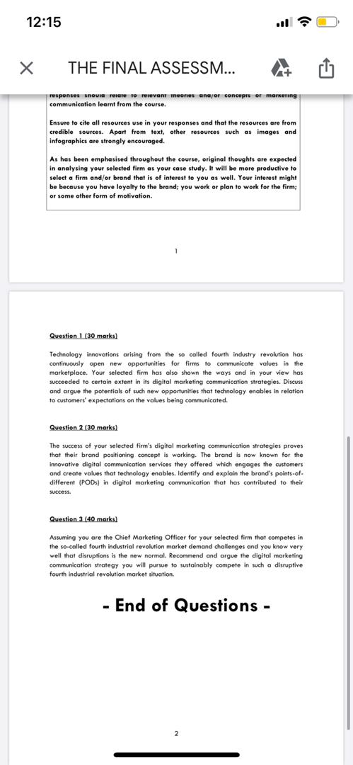 Solved -Good Luck FINAL ASSESSMENT JANUARY TRIMESTER | Chegg.com