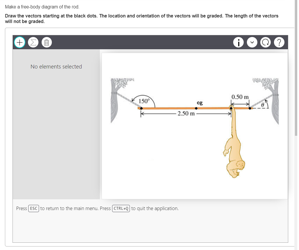 Solved Make a free-body diagram of the rod. Draw the vectors | Chegg.com