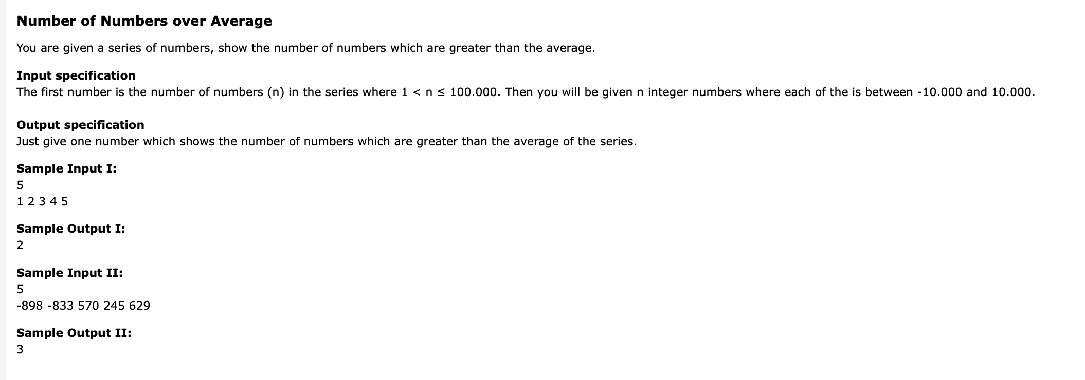 Solved Number of Numbers over Average You are given a series | Chegg.com