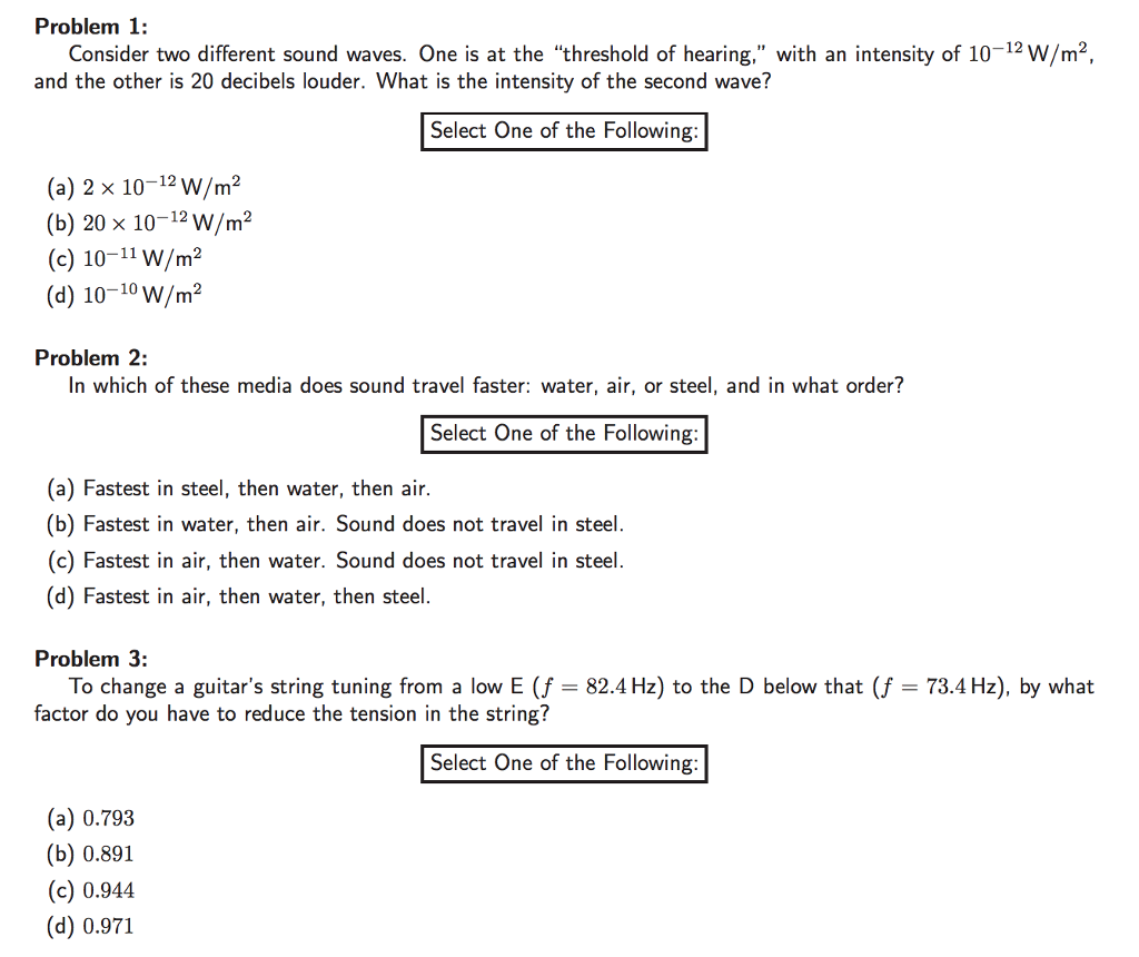 Solved Problem 1: Consider two different sound waves. One is | Chegg.com