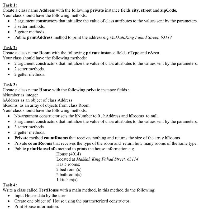 Solved Task 1: Create a class name Address with the | Chegg.com