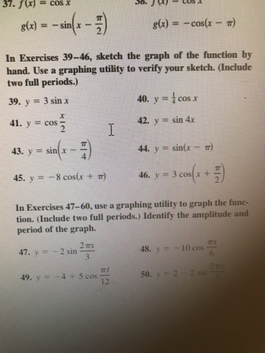 Solved 37. fx) cos r g(x) =-sin(x-π g(x) =-cos(x-m) In | Chegg.com