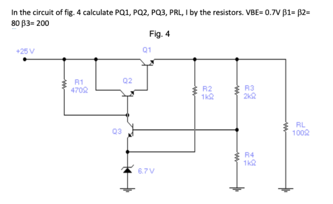 In the circuit of fig. 4 calculate PQ1, PQ2, PQ3, | Chegg.com