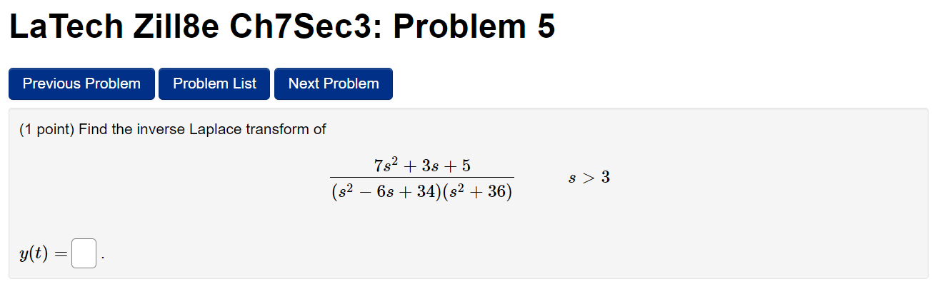 Solved LaTech Zillse Ch7Sec3: Problem 5 Previous Problem | Chegg.com