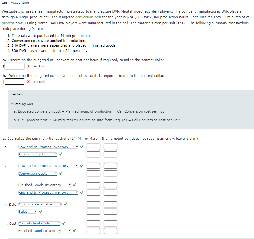 Solved Lean Accounting Westgate Inc. uses a lean | Chegg.com