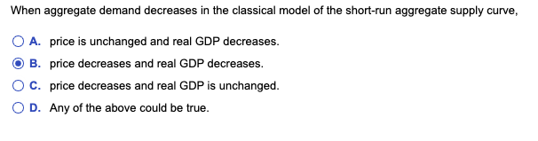 Solved When aggregate demand decreases in the classical | Chegg.com