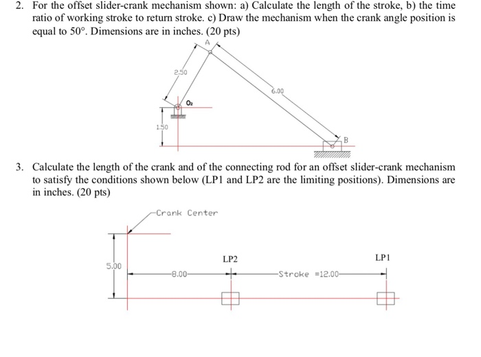 Solved 2. For the offset slider-crank mechanism shown: a) | Chegg.com
