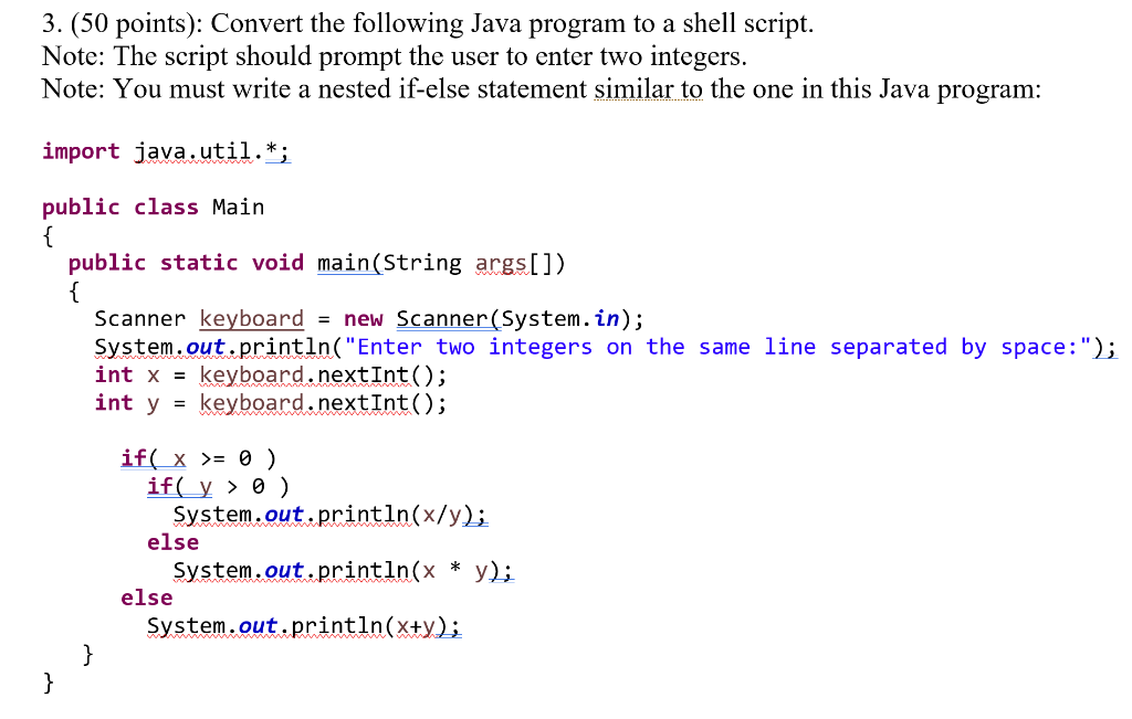 Solved 3. (50 points): Convert the following Java program to | Chegg.com