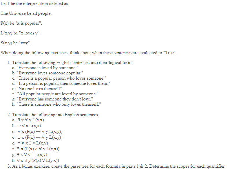 Solved S(x,y) be "x=y". When doing the following exercises, | Chegg.com