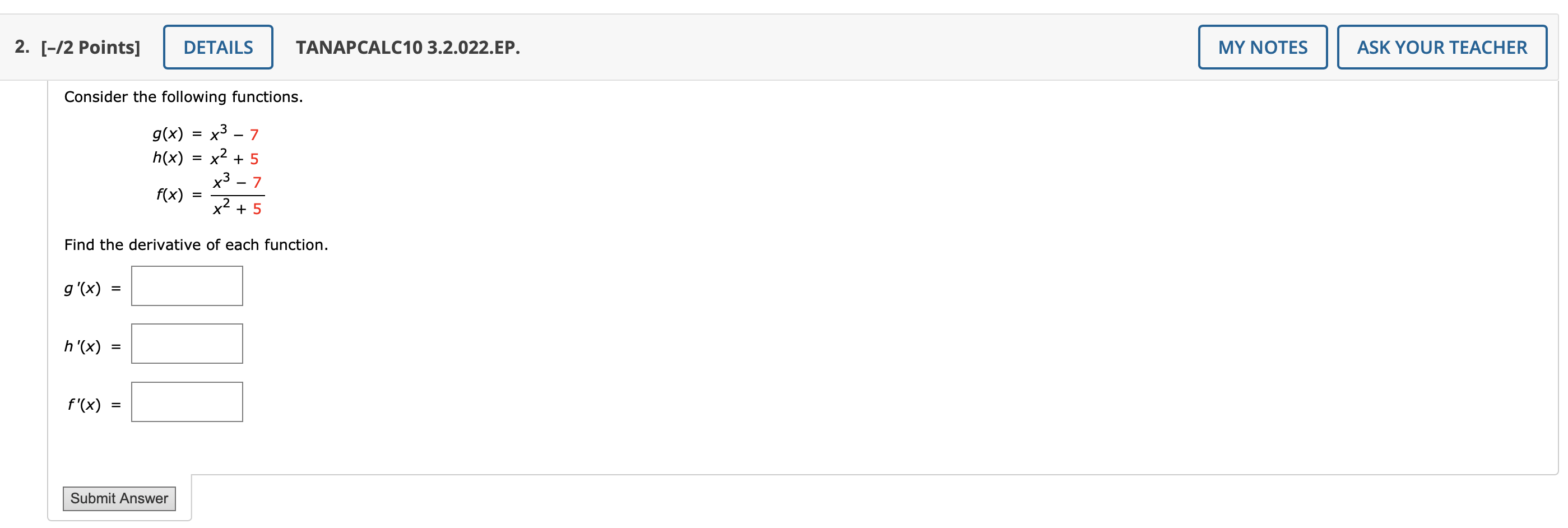 Solved Consider the following functions. \\[ | Chegg.com