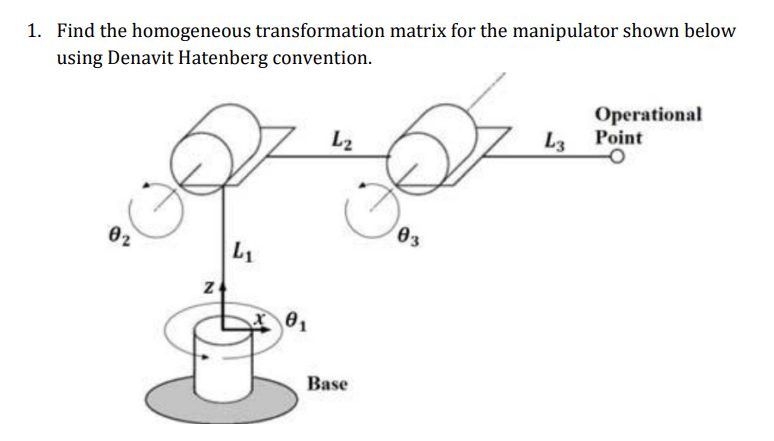 Solved Find the homogeneous transformation matrix for the | Chegg.com