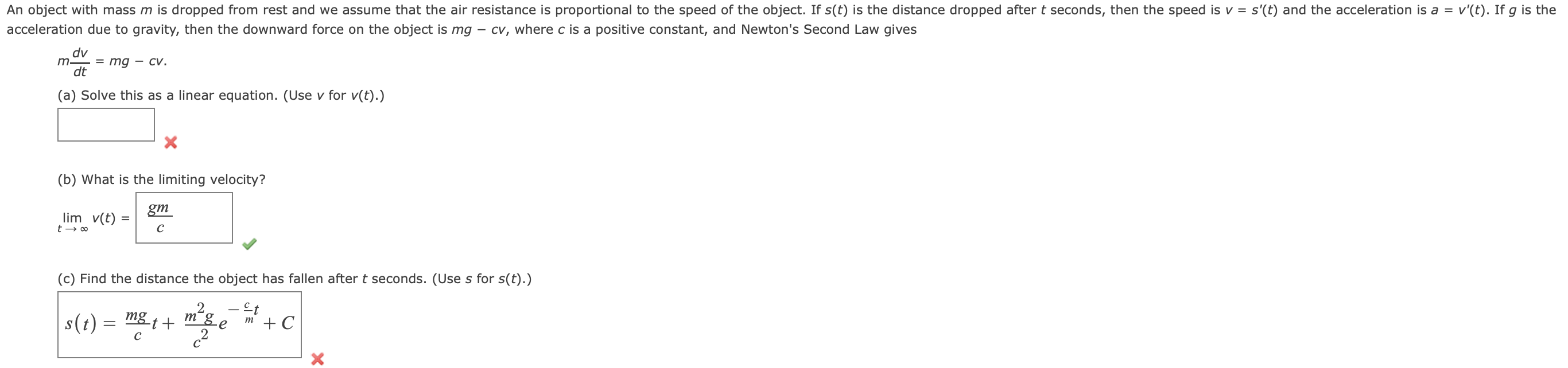 Solved acceleration due to ﻿gravity, then the downward force | Chegg.com