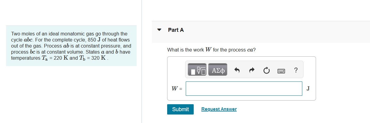 Solved Two moles of an ideal monatomic gas go through the | Chegg.com