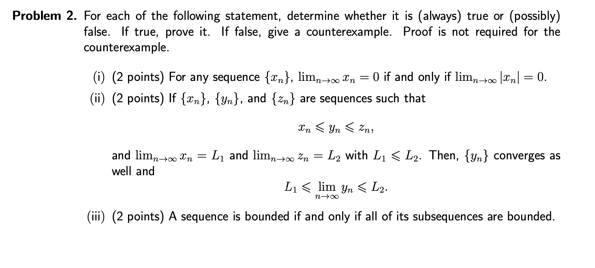 Solved Problem 2. For each of the following statement, | Chegg.com