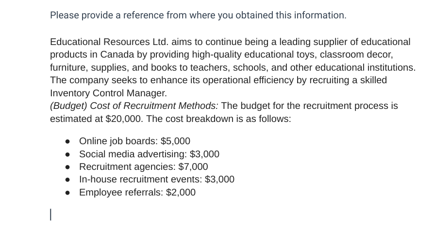 Solved Please provide a reference from where you obtained | Chegg.com