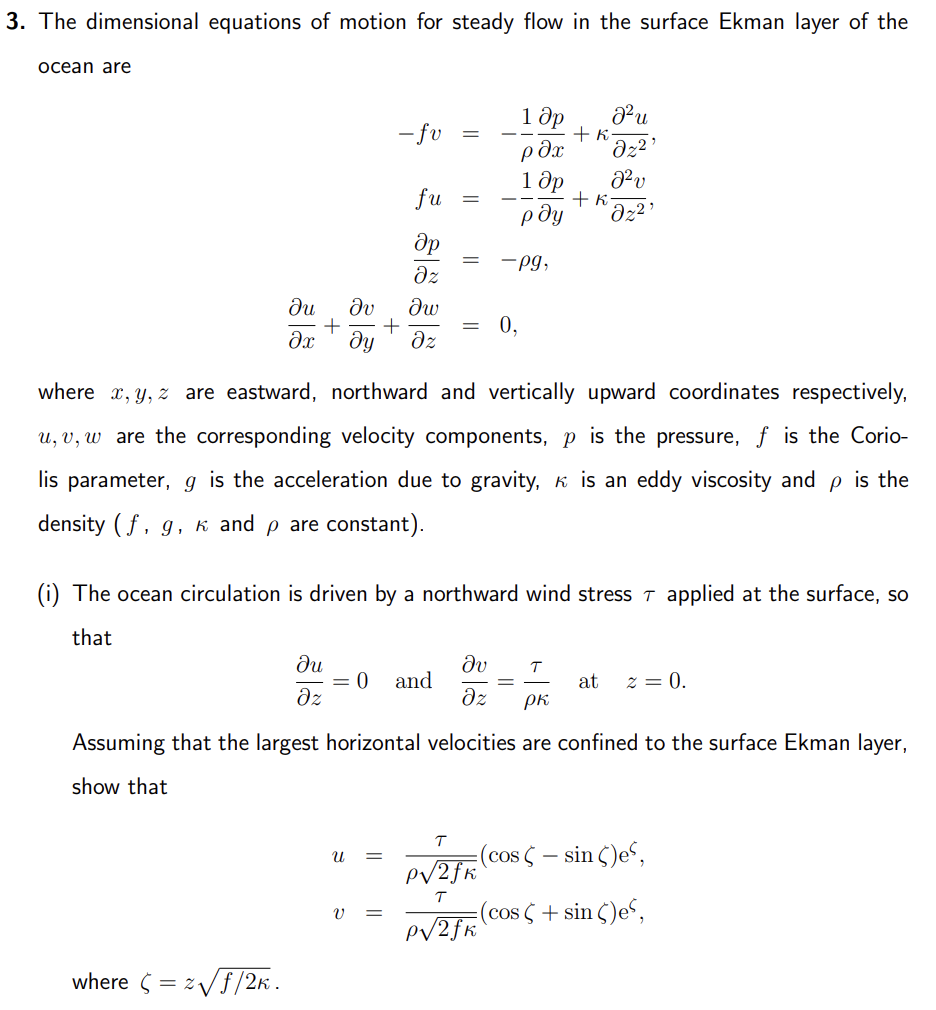 3. The dimensional equations of motion for steady | Chegg.com