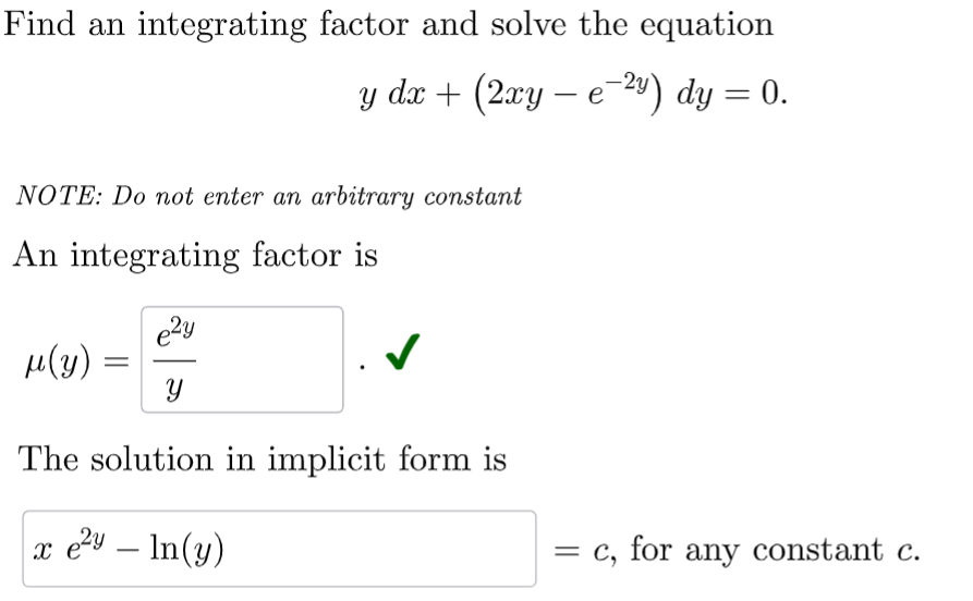 Solved Find an ﻿integrating factor and solve the | Chegg.com