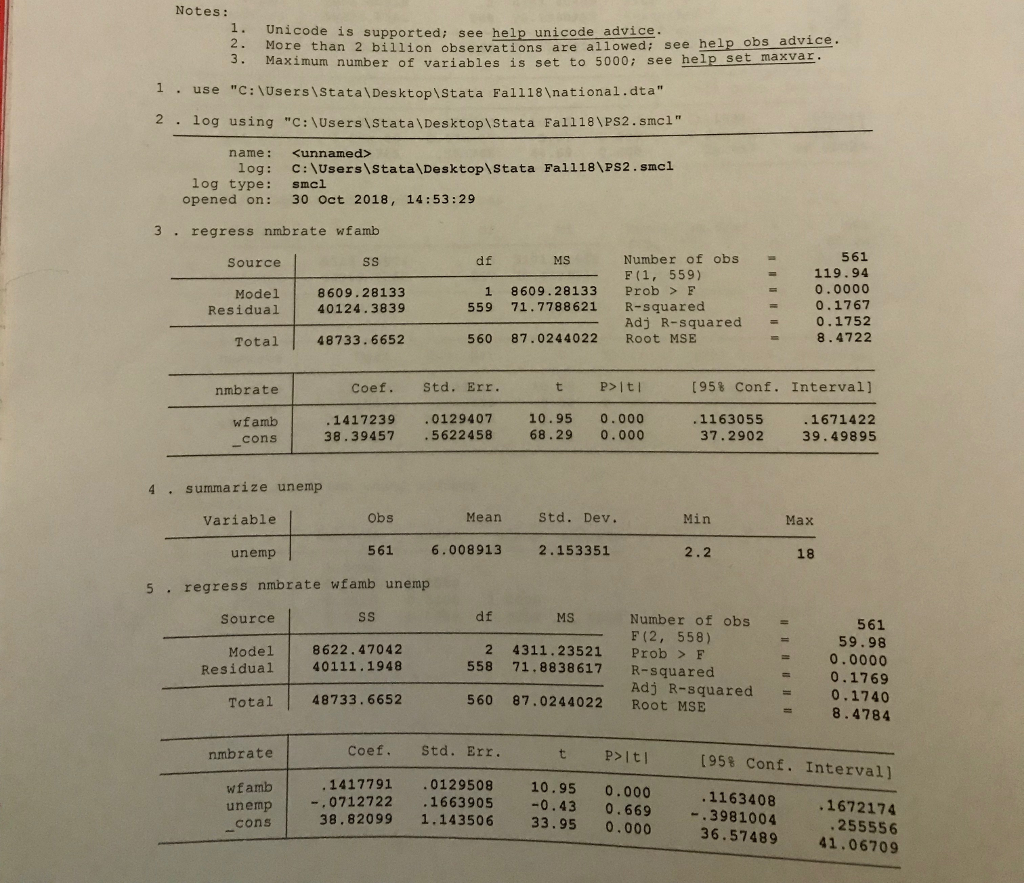 Notes: 1. Unicode is supported; see help unicode | Chegg.com