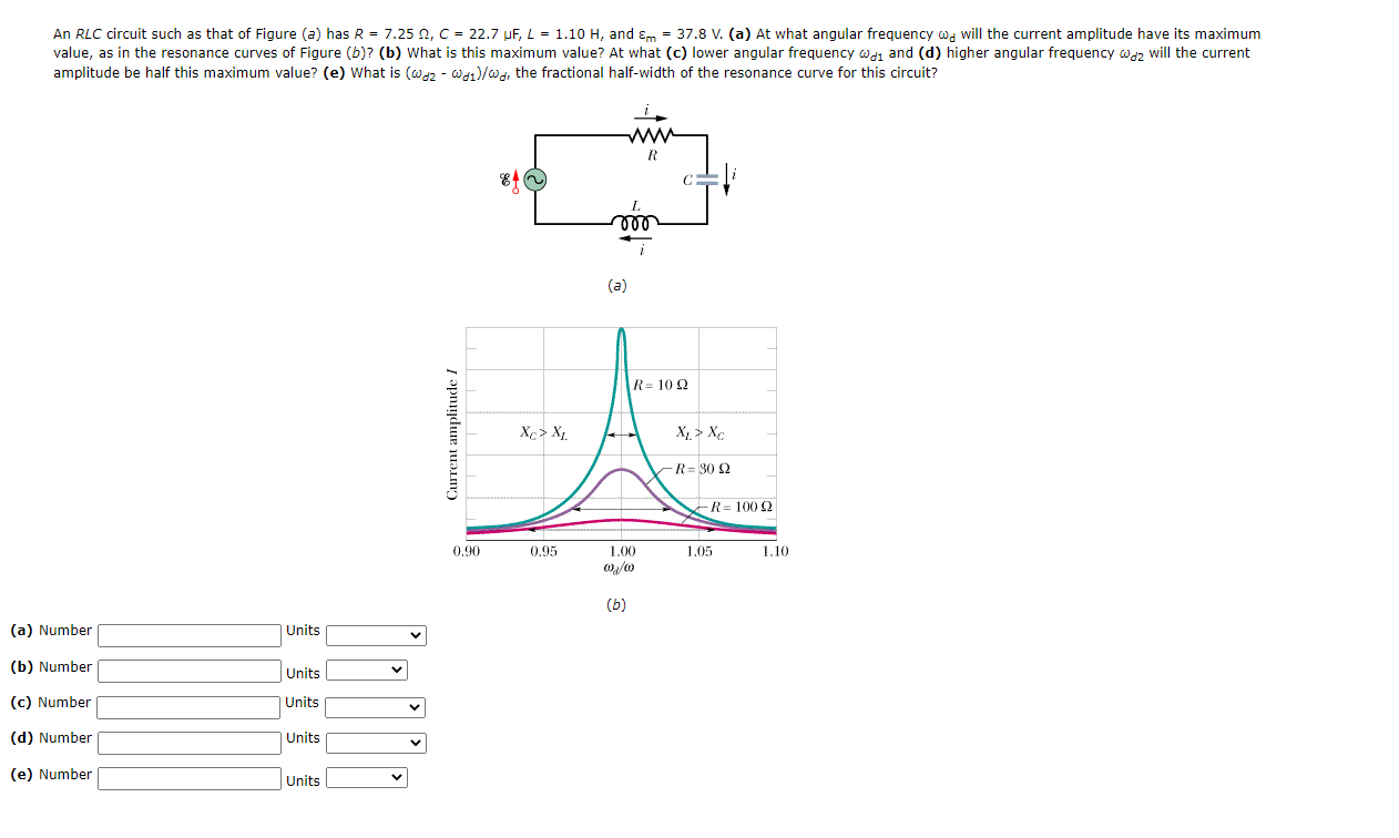 Solved An RLC circuit such as that of Figure (a) has R = | Chegg.com