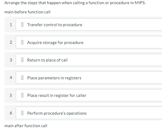 Solved Arrange the steps that happen when calling a function | Chegg.com