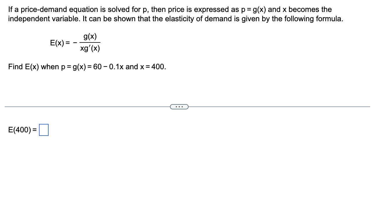 Solved If a price-demand equation is solved for p, then | Chegg.com