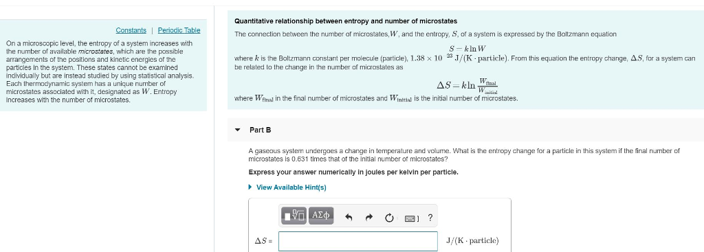 Solved Quantitative relationship between entropy and number | Chegg.com