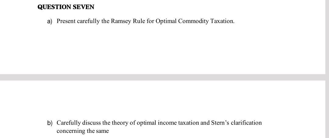 Solved QUESTION SEVEN a) Present carefully the Ramsey Rule | Chegg.com