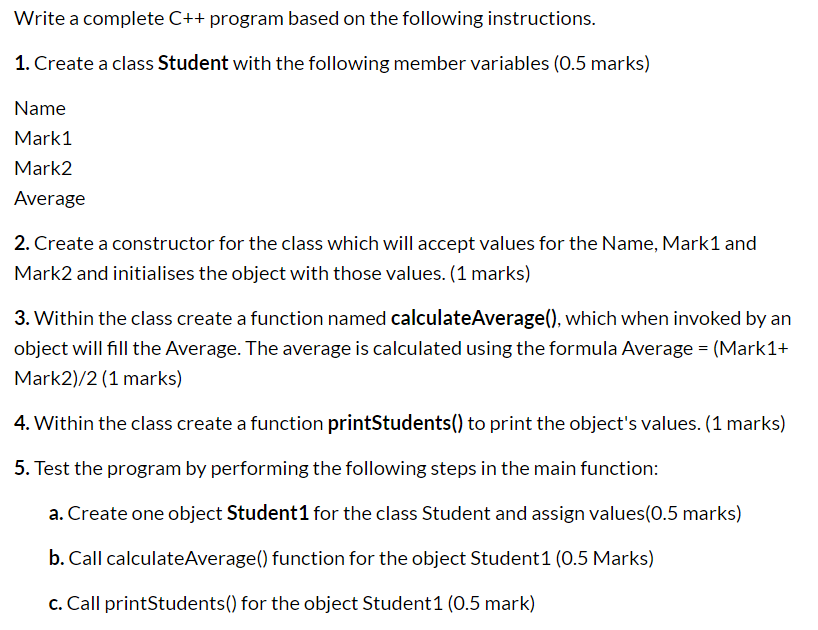 Solved Write a complete C++ program based on the following | Chegg.com