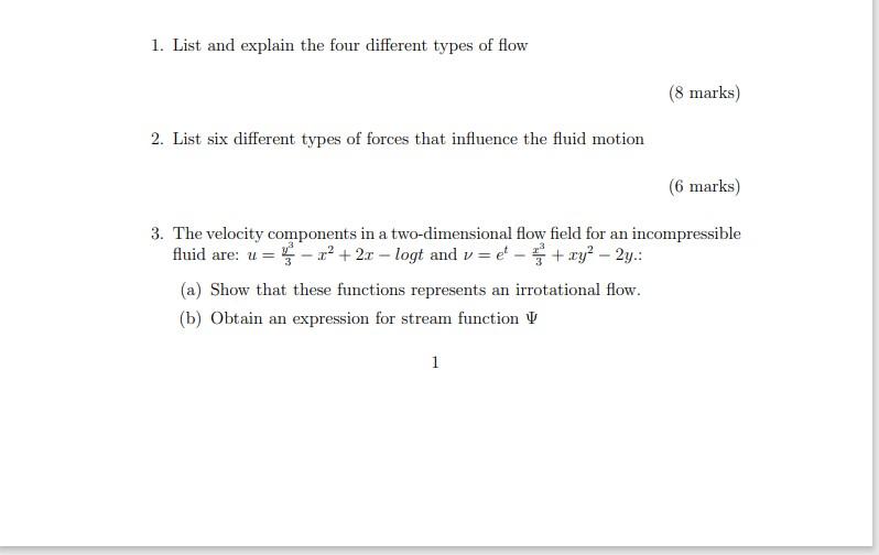 Solved 1. List and explain the four different types of flow | Chegg.com